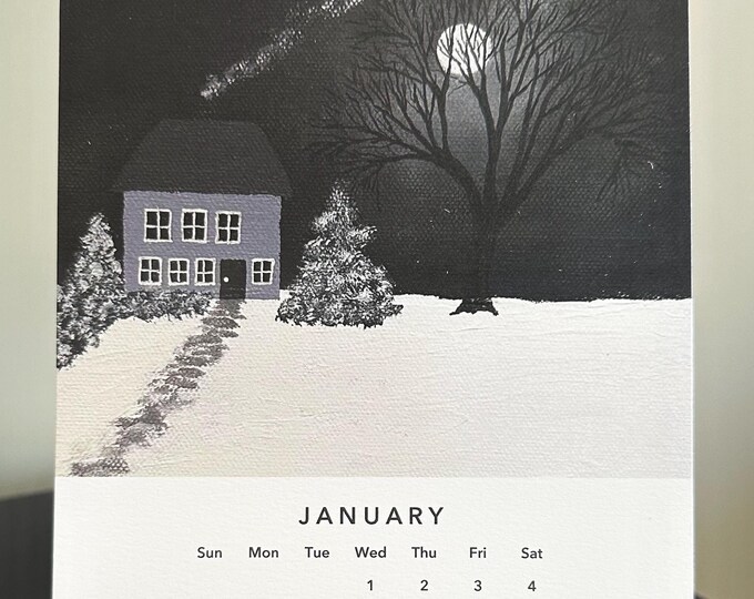 2025 Cottage Calendar, 12 Art Prints, Wood Easel, Monthly, Cottages - Etsy