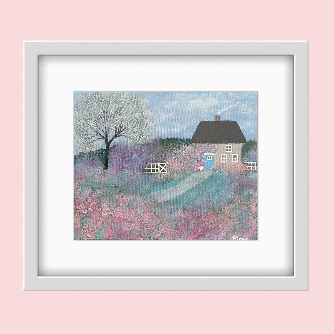 Spring is Sprung Cottage, Original Acrylic Art, Cottage Art, 8 X 10 ...