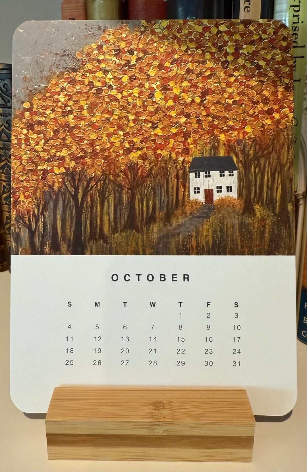 2026 Cottage Desk Calendar, 12 Art Prints, Desk, Wood Easel, Monthly ...