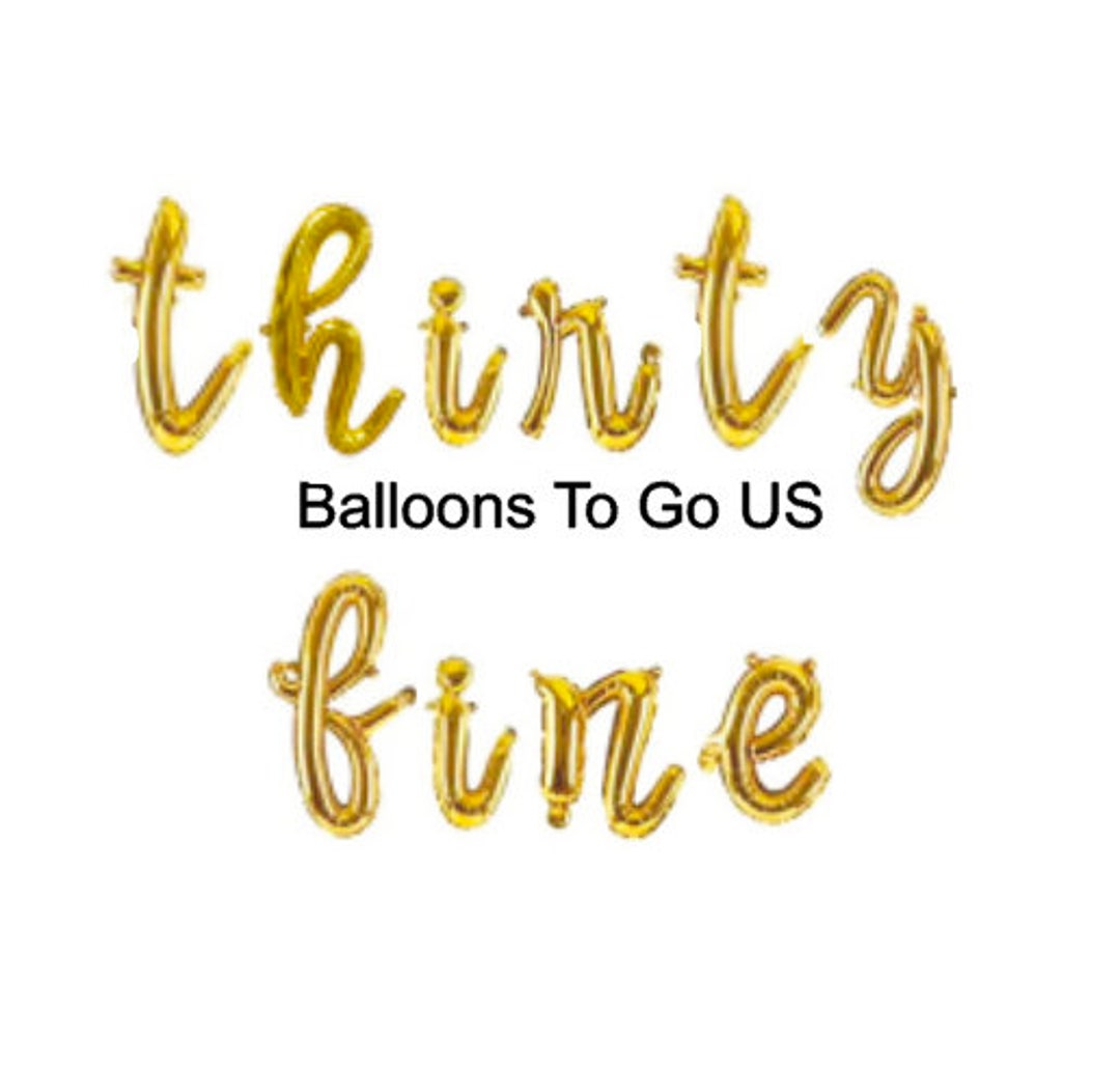 THIRTY FINE Letter Balloon Banner - Gold, Rose Gold Birthday Party ...