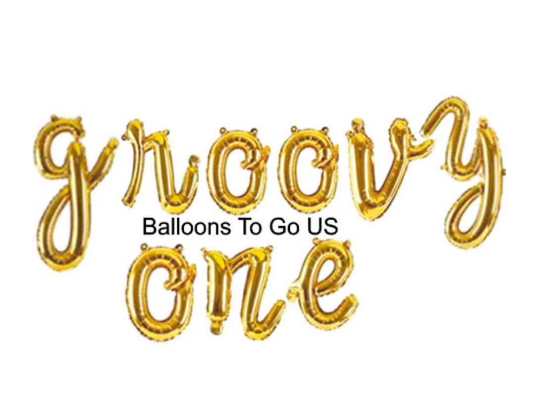 Script Groovy One Letter Balloons Banner Supplies - Etsy