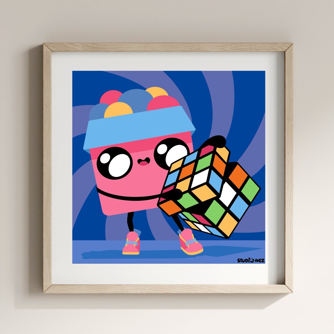 Rubik's Cube Inspired Art Print - 8x8 Inches - Hand-signed - Etsy