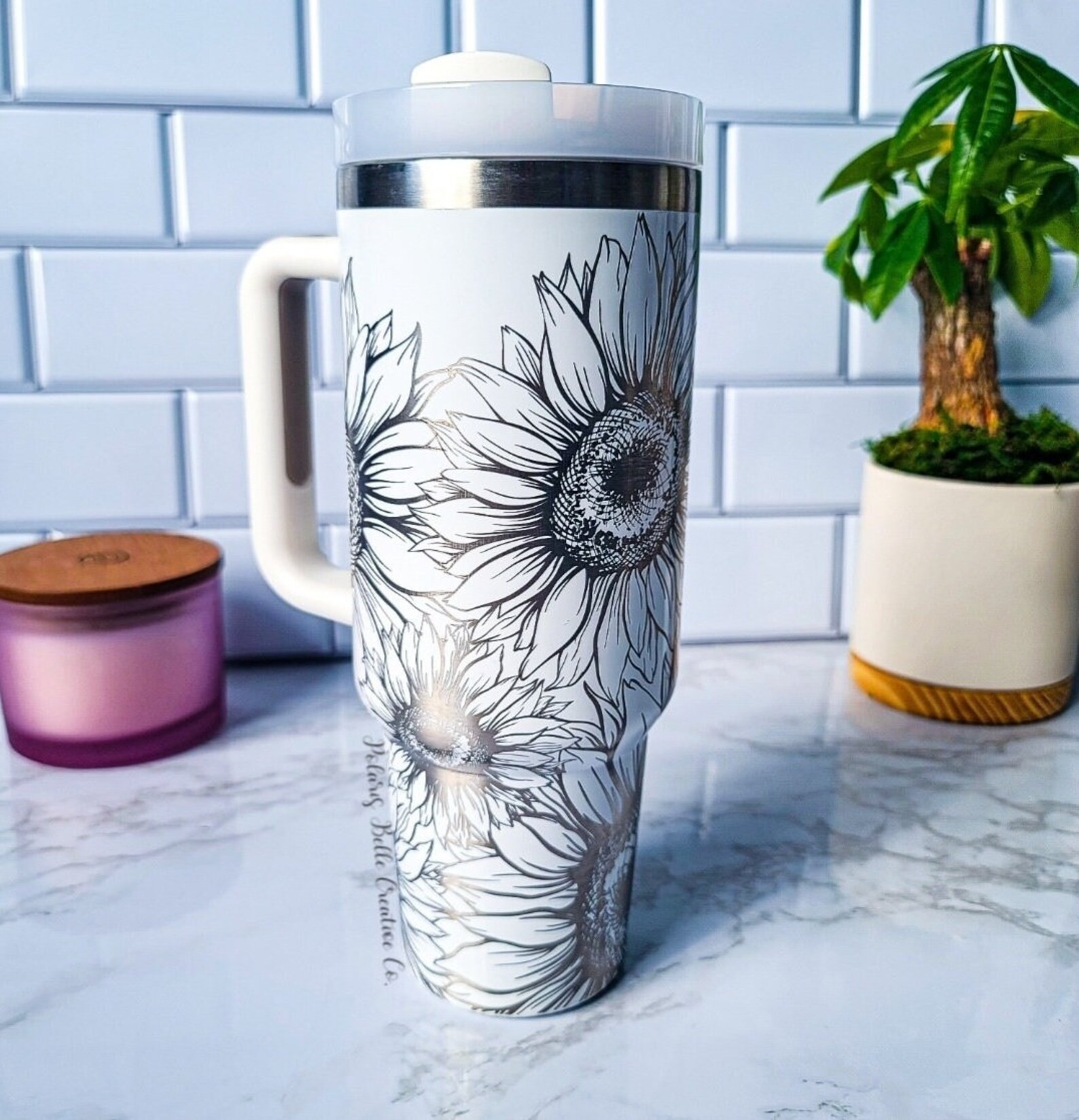 Sunflower Engraved Tumbler (40oz/30oz) - Custom Laser Engraved Stanley ...