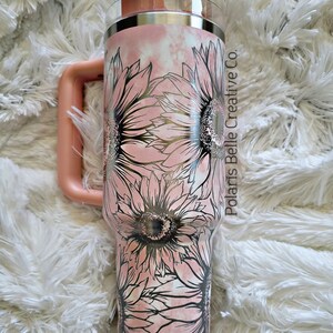 Sunflower Engraved Tumbler (40oz/30oz) - Custom Laser Engraved Stanley, Yeti, Hydro Flask ...