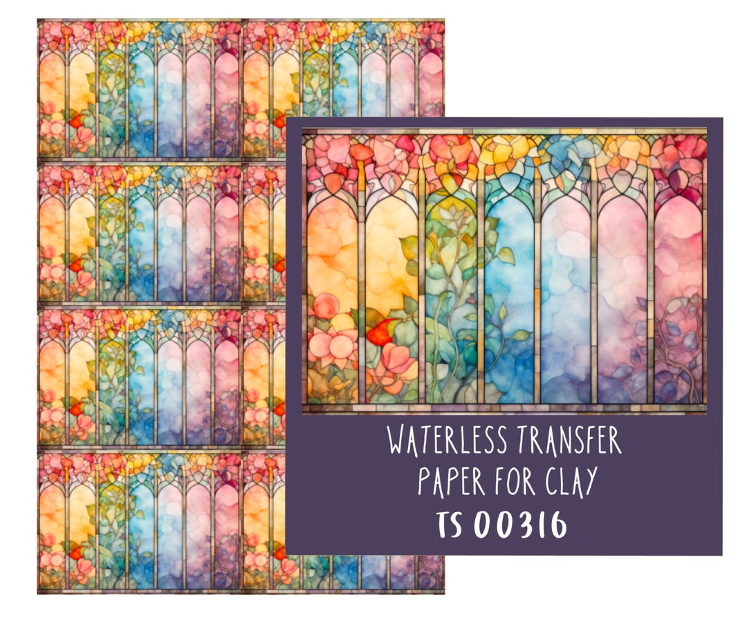 Stained Glass Waterless Transfer Paper for Clay. Immediate Application ...