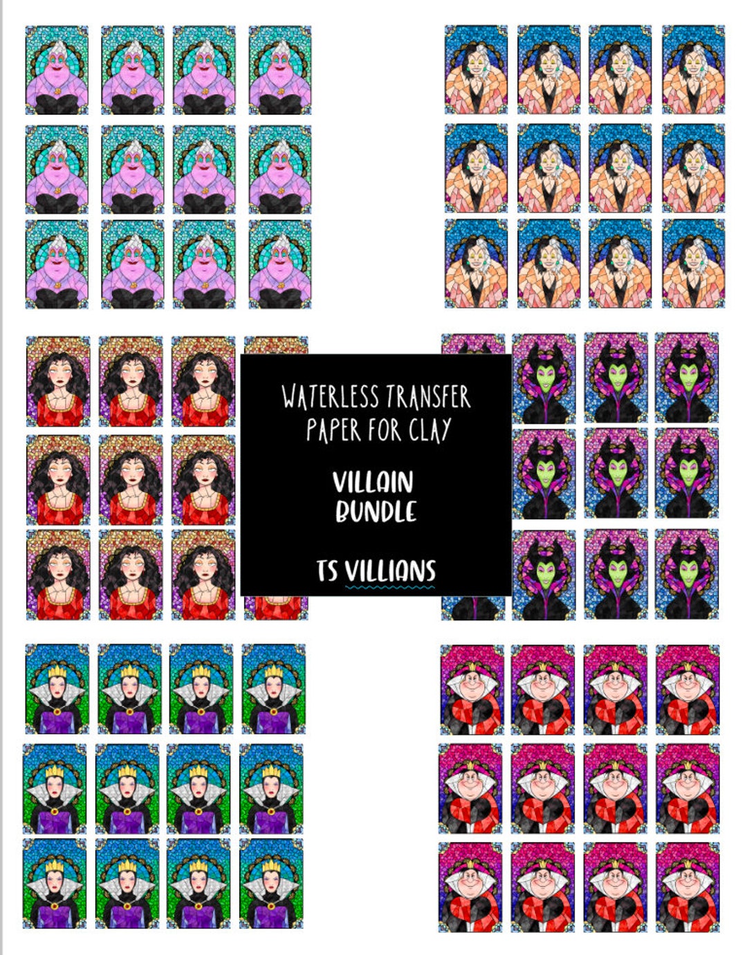 Villain Themed Watercolour Transfer Paper for Clay, Waterless and ...