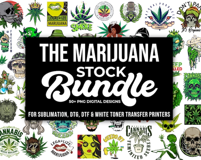 PNG Marijuana Stock Design Bundle, for Sublimation, DTG, DTF, Transfer ...