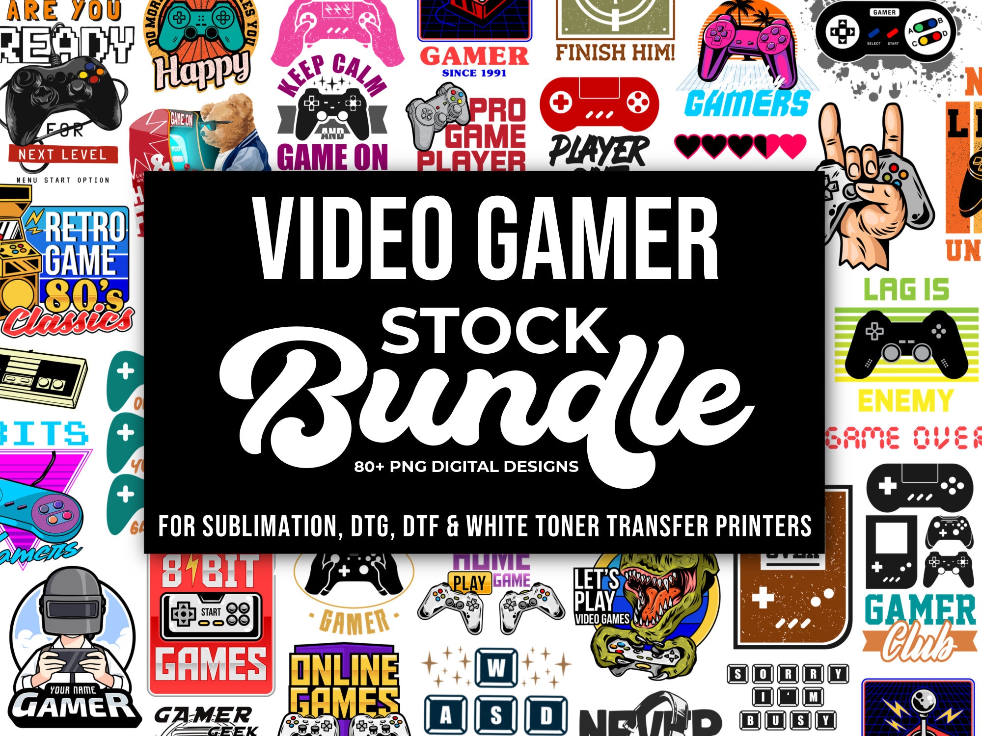 PNG Video Gamer Design Bundle, for Sublimation, DTG, DTF, Transfer ...