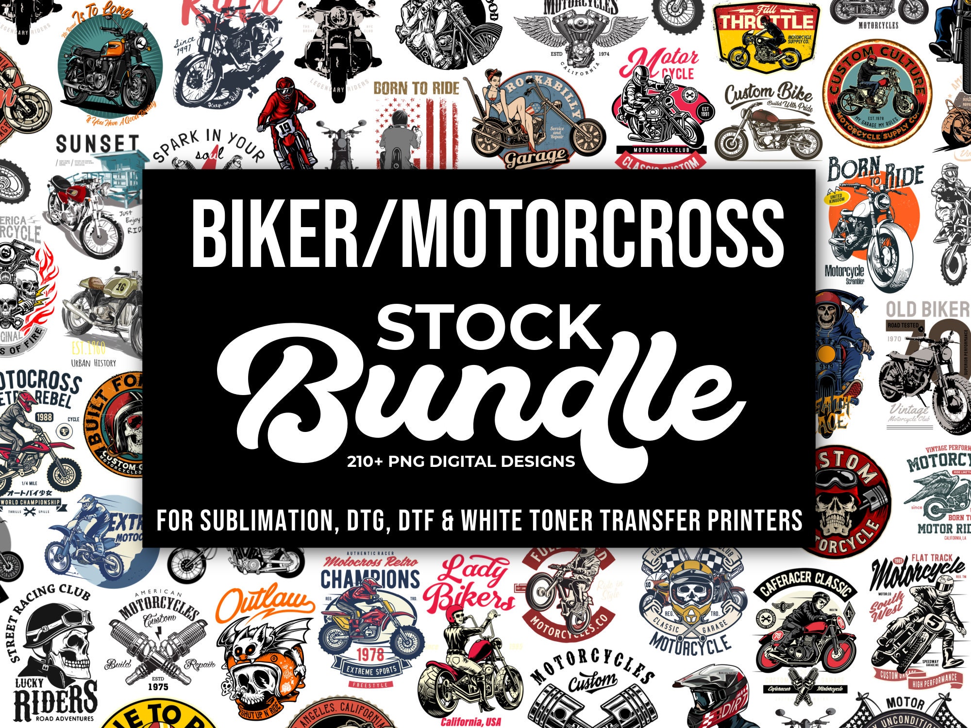 PNG Biker Motorcycle Design Bundle, for Sublimation, DTG, DTF, Transfer ...