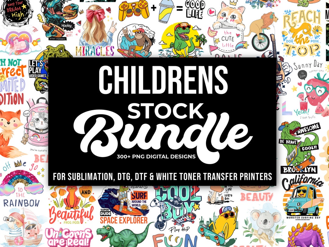 PNG Children's Kids Design Bundle, for Sublimation, DTG, DTF, Transfer ...