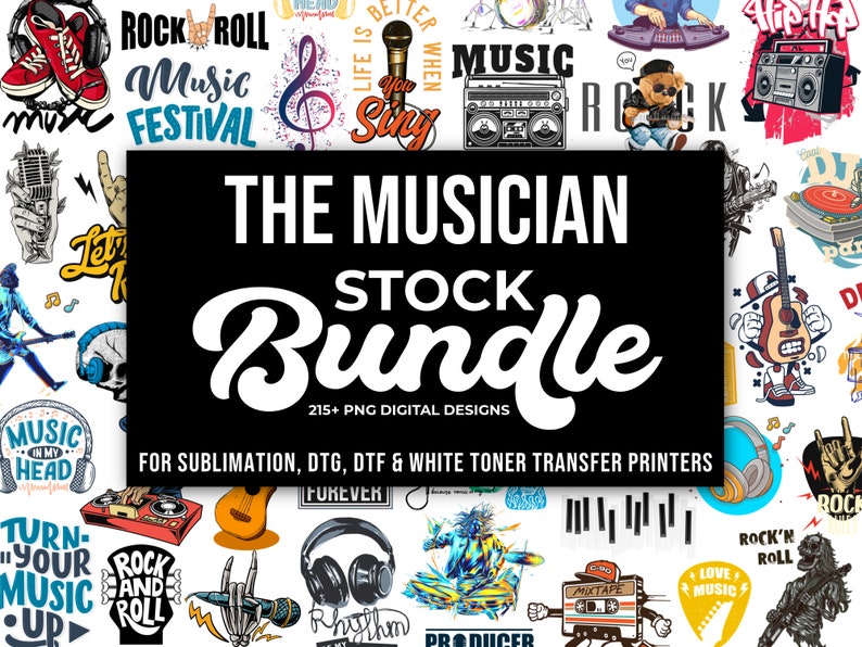 PNG Music Instrument Design Bundle, for Sublimation, DTG, DTF, Transfer ...