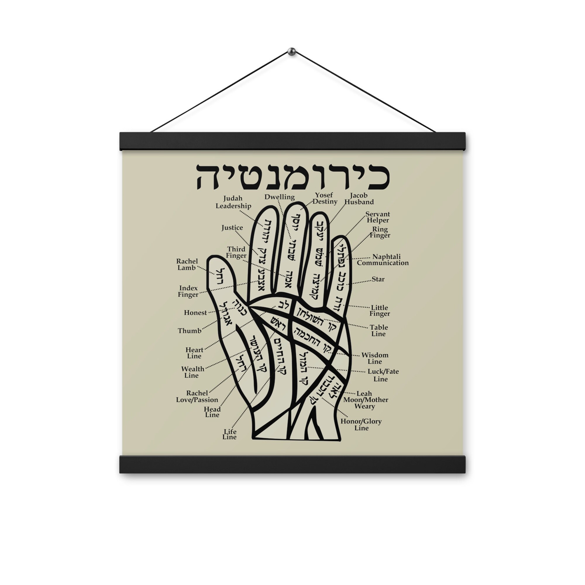 Hebrew Chiromancy/palmistry Poster With Hangers - Etsy