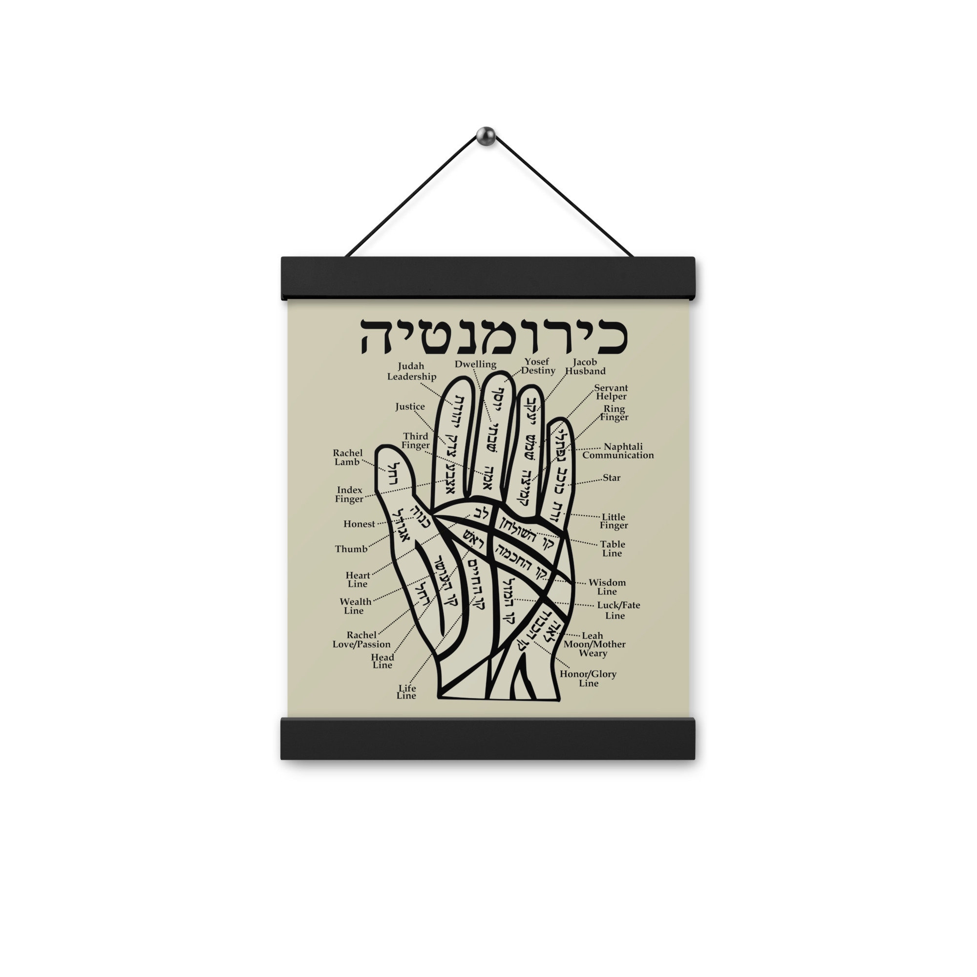 Hebrew Chiromancy/palmistry Poster With Hangers - Etsy