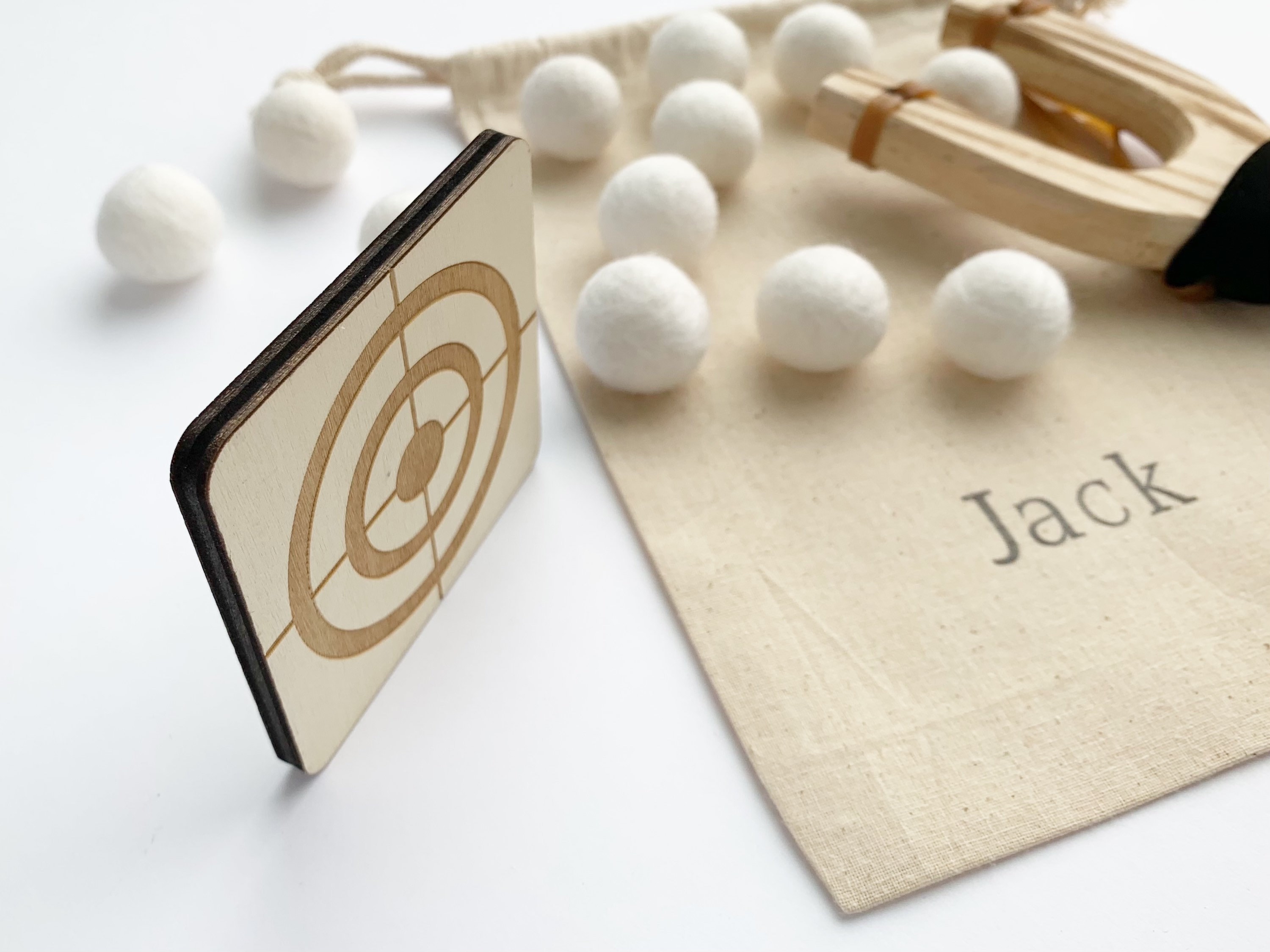 Wooden Target for Slingshots With Wool Felt Ball Indoor Game Hand Eye ...