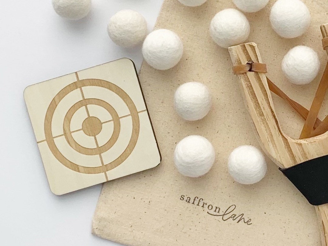 Wooden Target for Slingshots With Wool Felt Ball Indoor Game Hand Eye ...