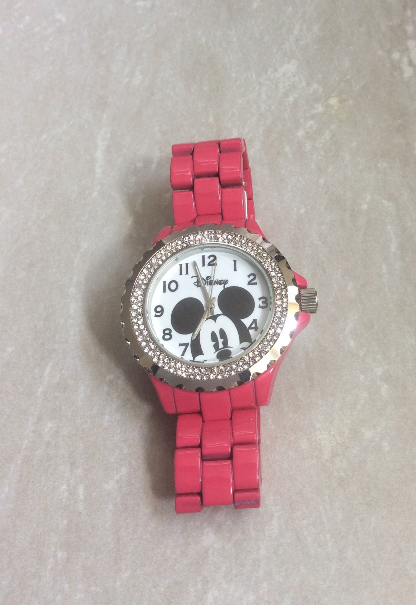 DISNEY Mickey Mouse Watch Round White Mickey Dial Black - Etsy