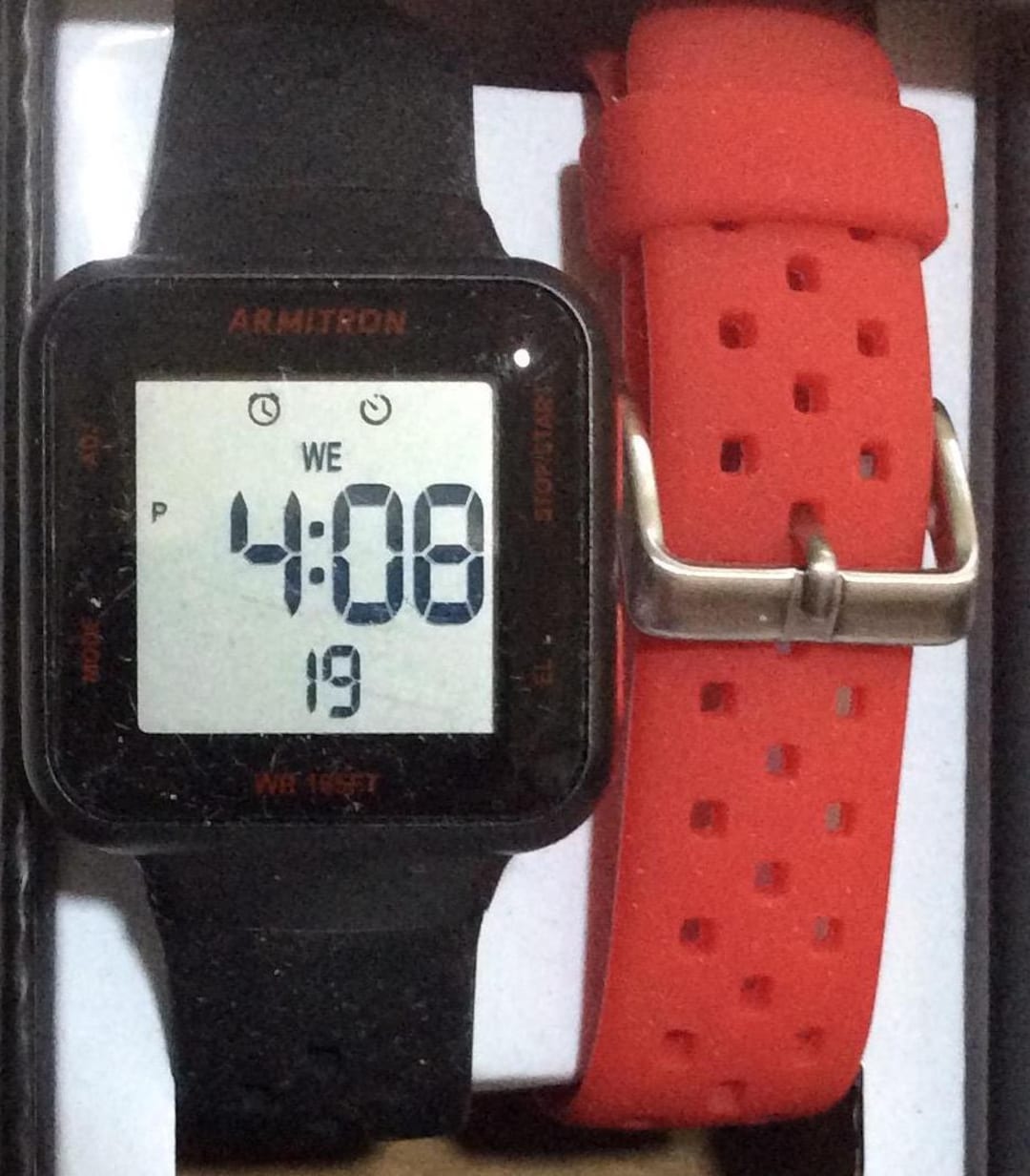ARMITRON Pro Sport Women's Watch Square Digital DUO Strap Red & Black ...
