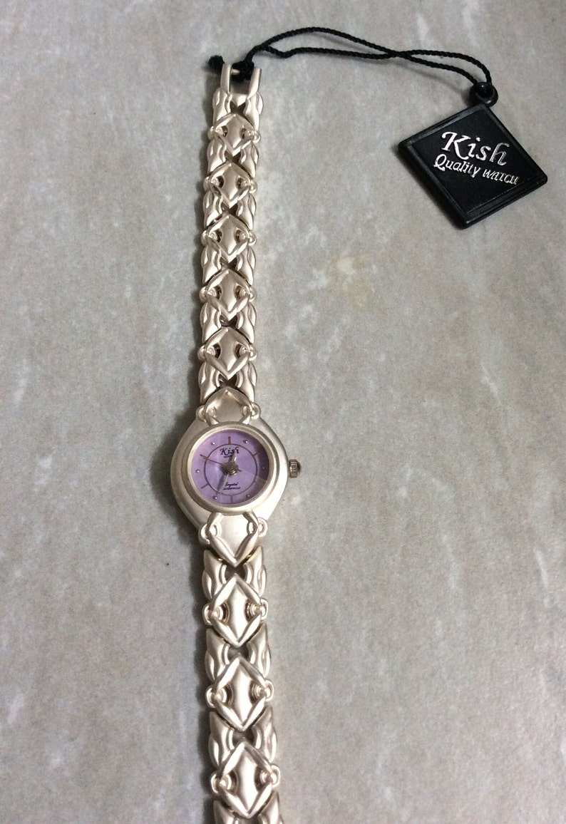 Kish Silver Watch, Round Purple Dial, Unique Linked Band, Vintage - Etsy