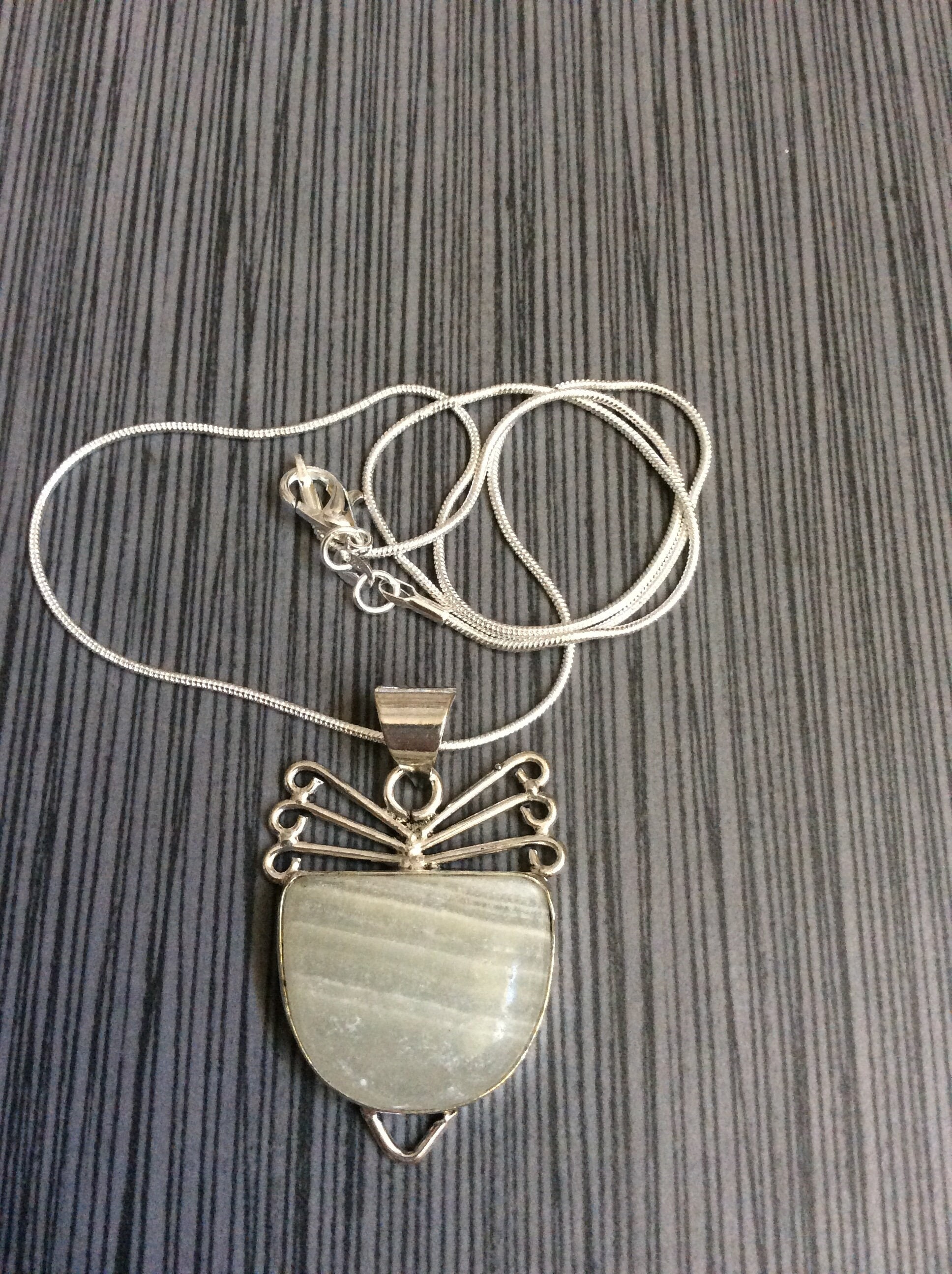 Women's Handmade Silver Plated Unique Gemstone Pendant on Silver ...