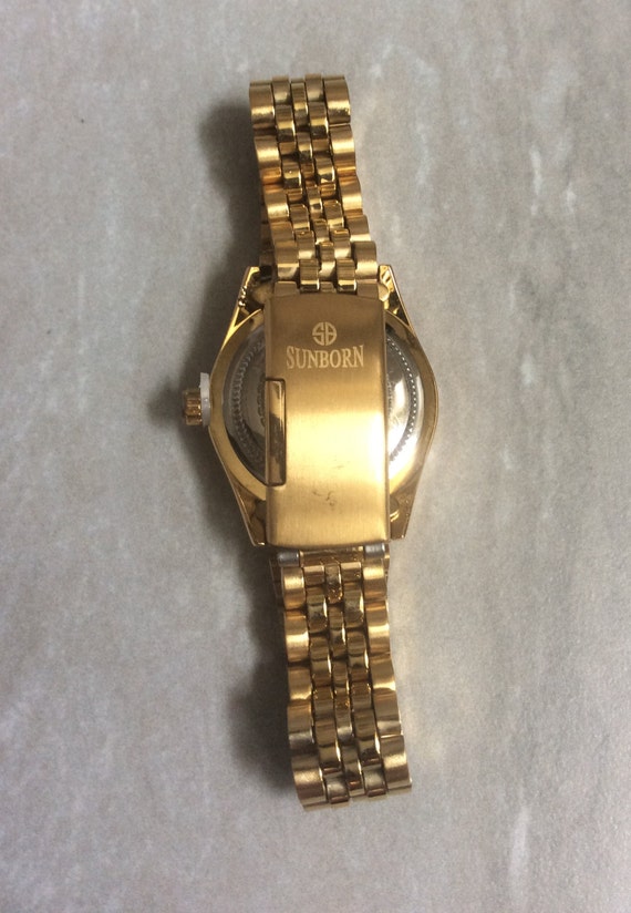 SUNBORN Women's Gold Watch Round Gold Dial Day & Date… - Gem