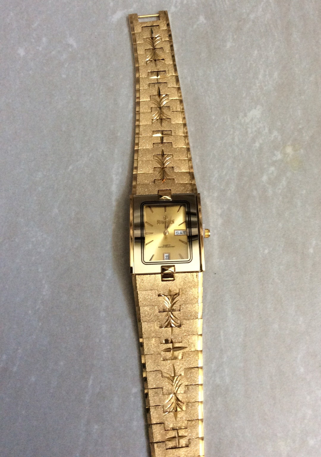 SUNBORN Men's Luxury Watch Having a Gold Rectangle Dial Index Hour ...