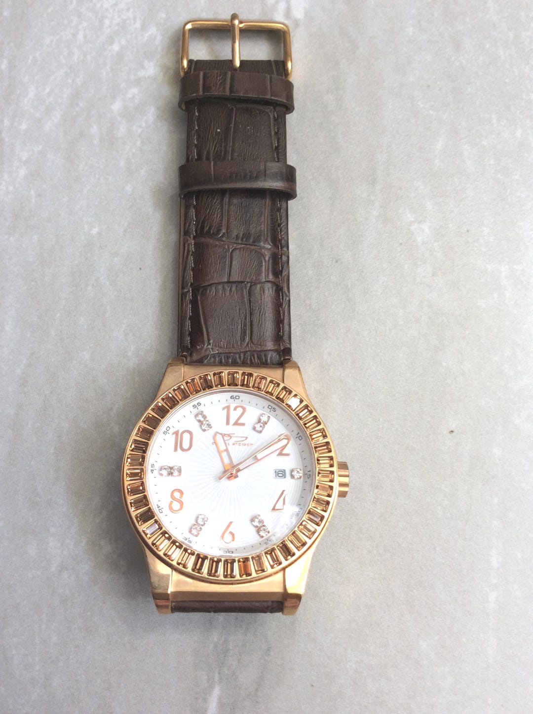 DANIEL STEIGER Mens Crystal Watch Round White Dial Numbered & Crystal ...