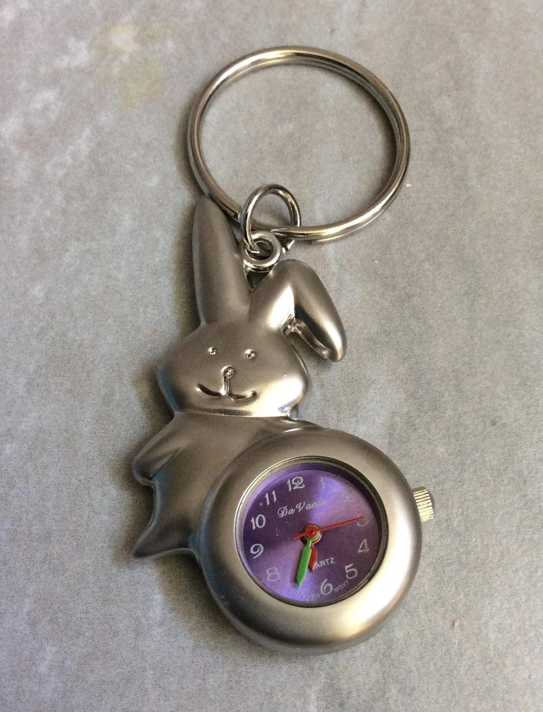 Da Vanci Silver Bunny Rabbit Key Chain Watch Round Purple Dial ...