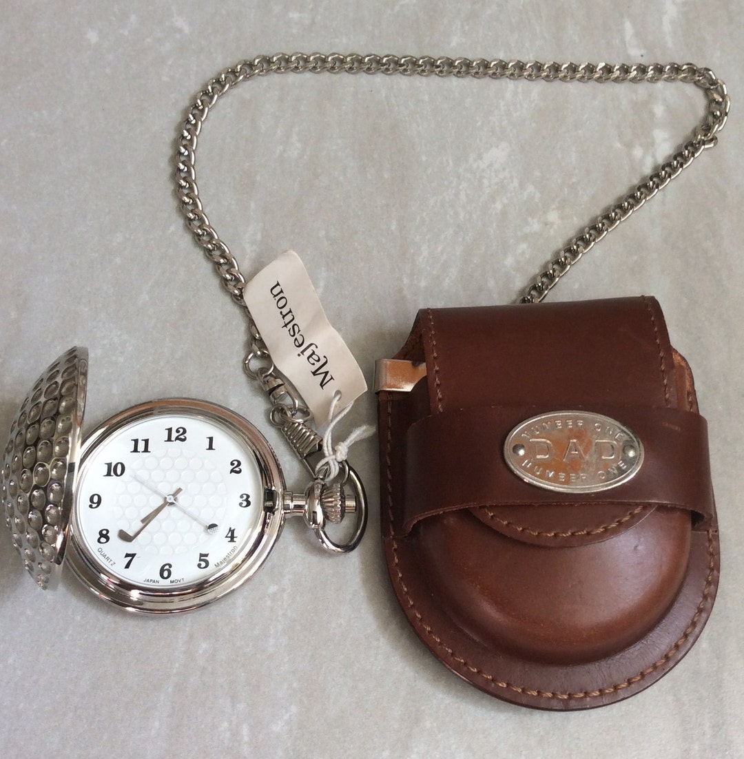 MAJESTRON Number One Dad Golf Pocket Watch on 15" Chain Clip-on Chain ...