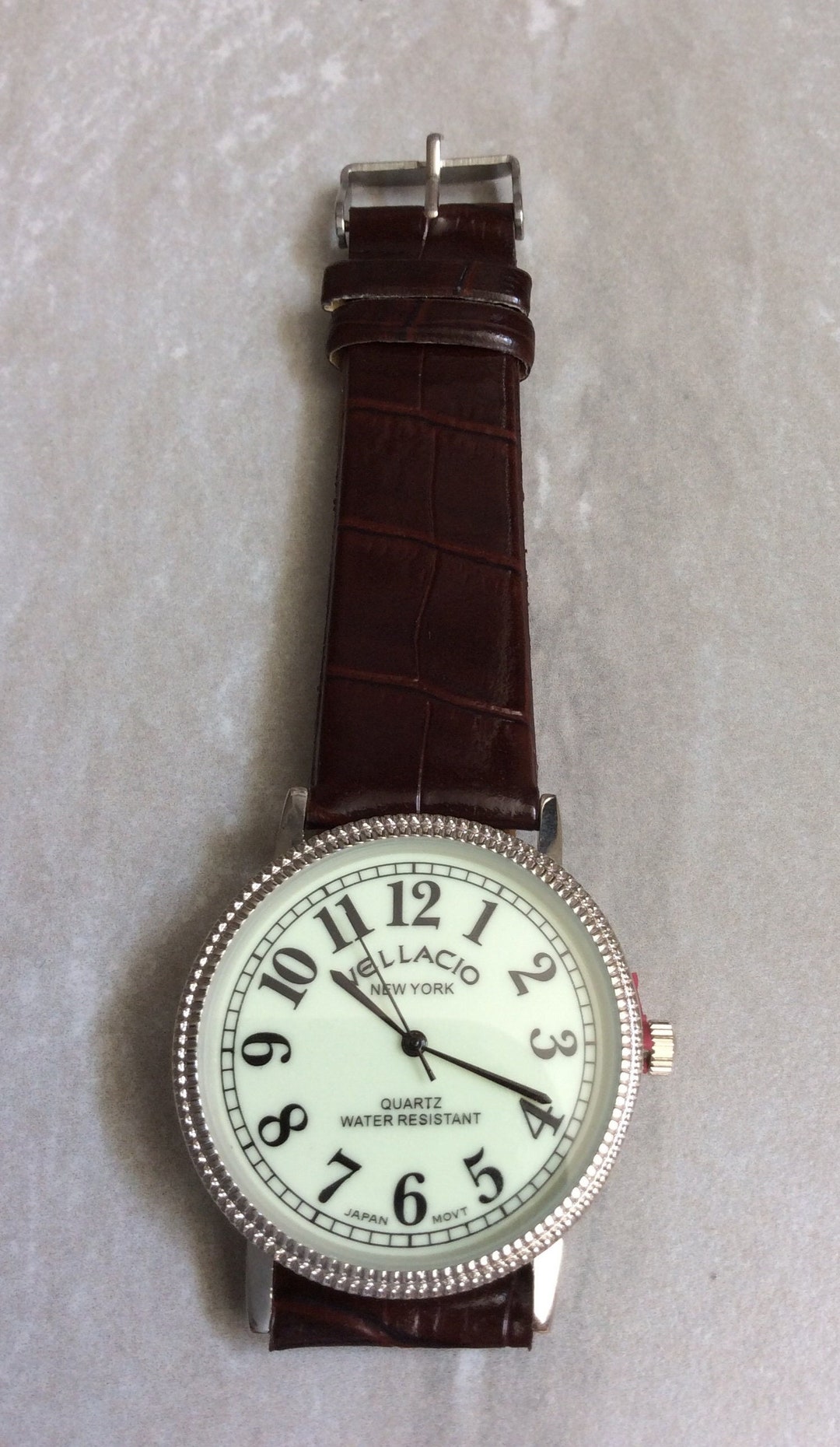 VELLACIO Silver Beveled Men's Watch Glow in the Dark Dial Easy to Read ...