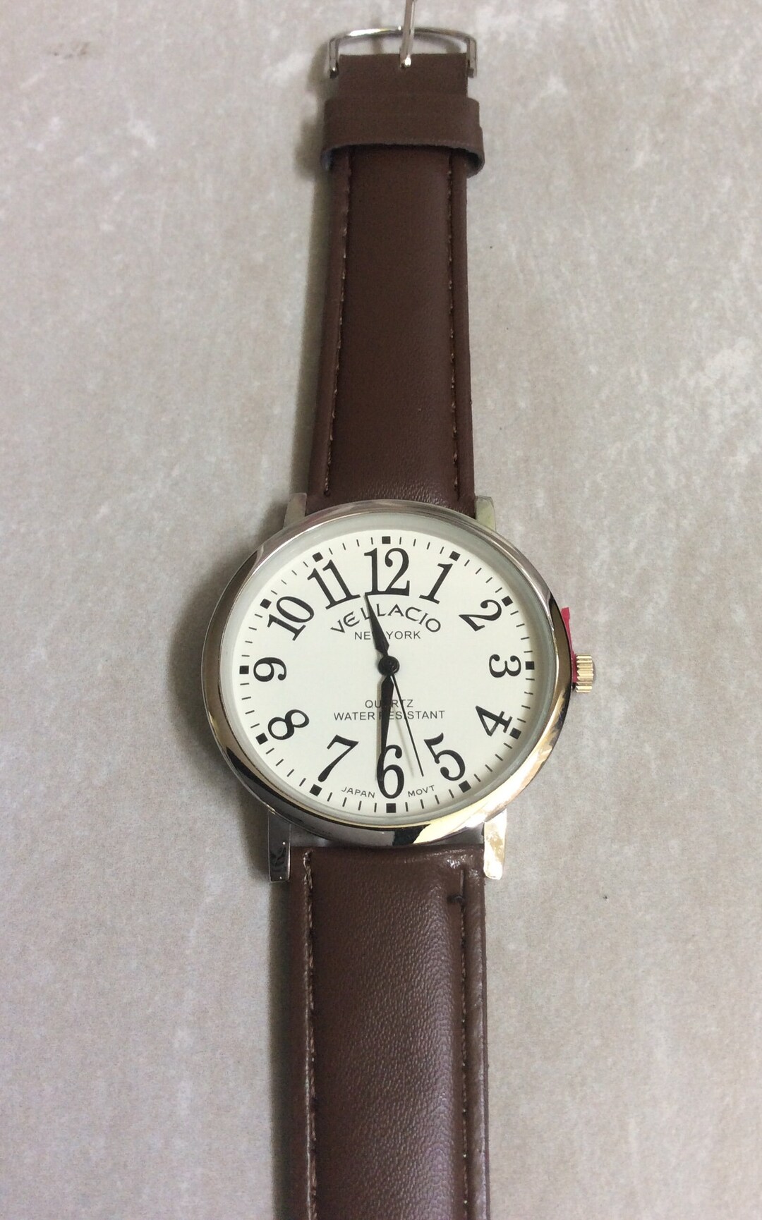 VELLACIO Men's Watch Round White Dial Large Black Numbered Hours on a ...