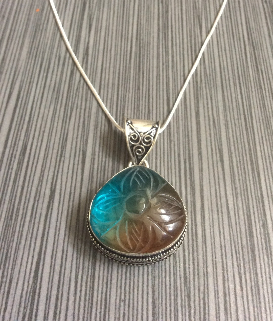Women's Handmade Flowered Colorful 925 Sterling Silver Pendant on ...