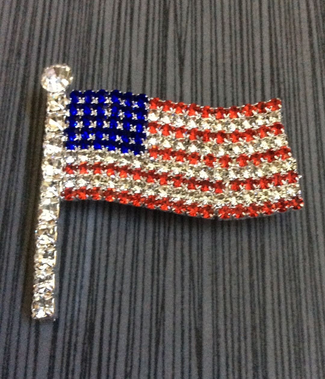 American Flag Crystal Brooch Pin Handmade Beauty! - Etsy