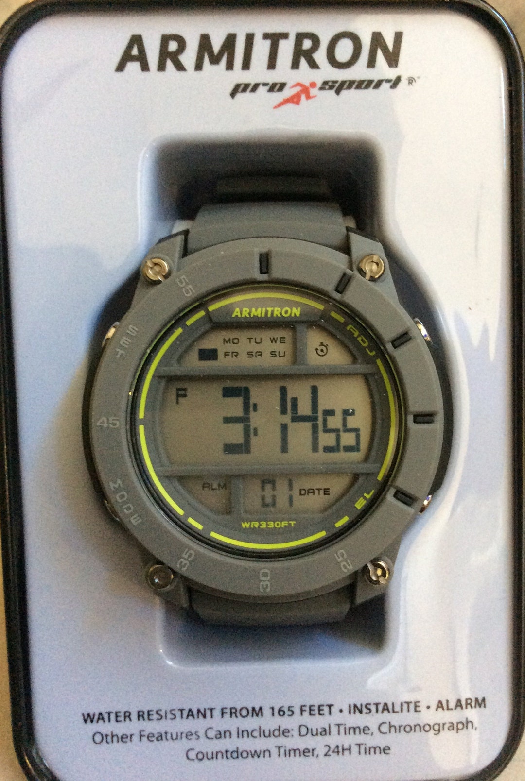 ARMITRON Pro-sport Light Gray Men's Watch Water Resistant 165FT ...