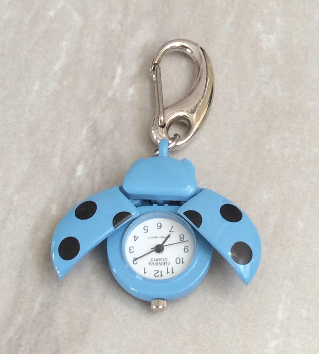 GENEVA Lady Bug Clip-on Clock Watch on Lobster Clasp New Unused Vintage ...