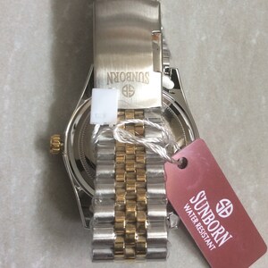 SUNBORN Men's Watch Round Gold Dial Day and Date Indicators Index Hour ...