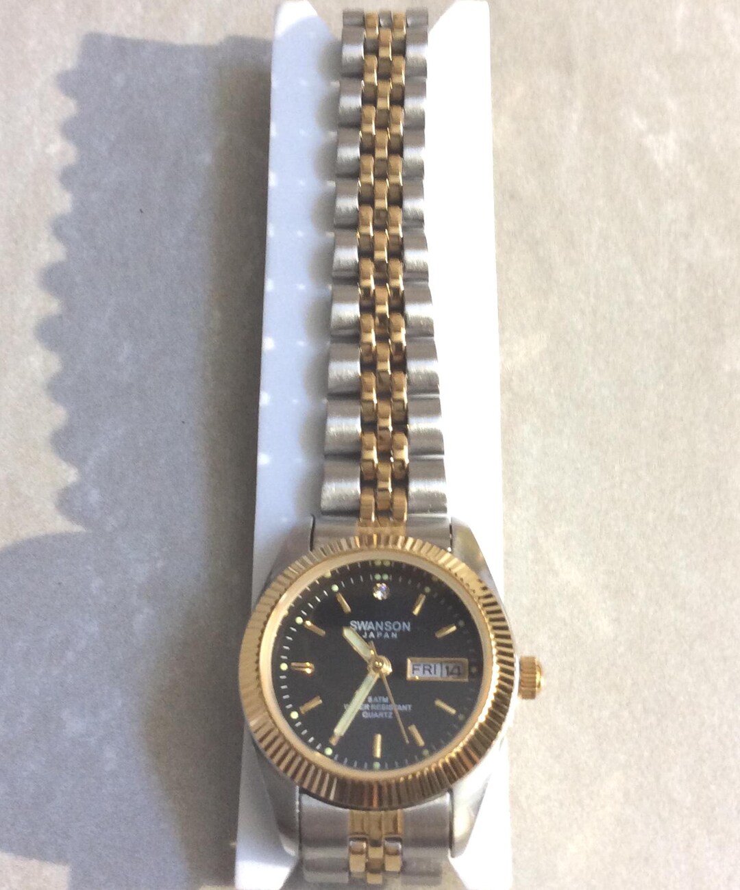 SWANSON Women's Watch Round Black Dial Gold Index Hour Marker's Day ...