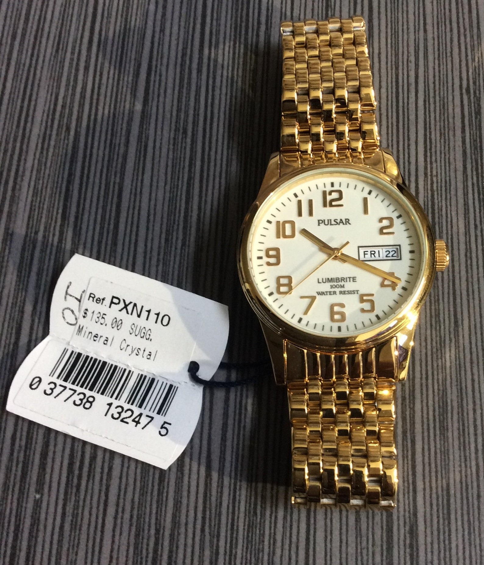 Pulsar Men's Gold Watch Round Lumibrite Glow Dial With - Etsy