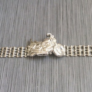 Men's Silver Motorcycle Watch on Bike Chain Linked Band Opens to a ...