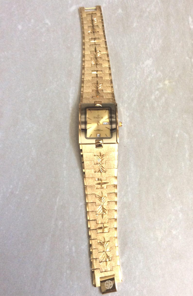 SUNBORN Men's Luxury Watch Having a Gold Rectangle Dial Index Hour ...