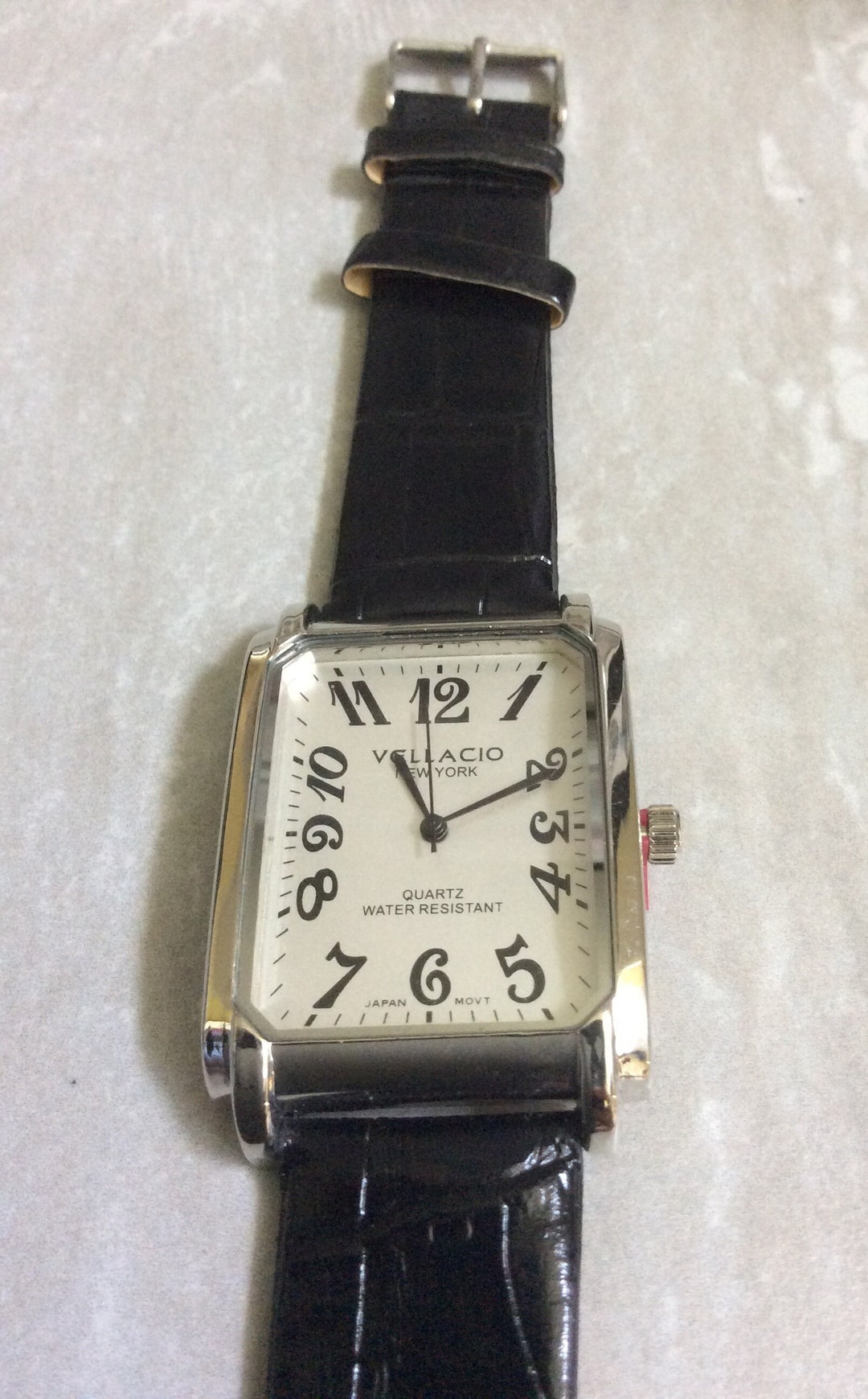 Vellacio Men's Silver Watch Rectangle Silver Dial Numbered Hours on ...