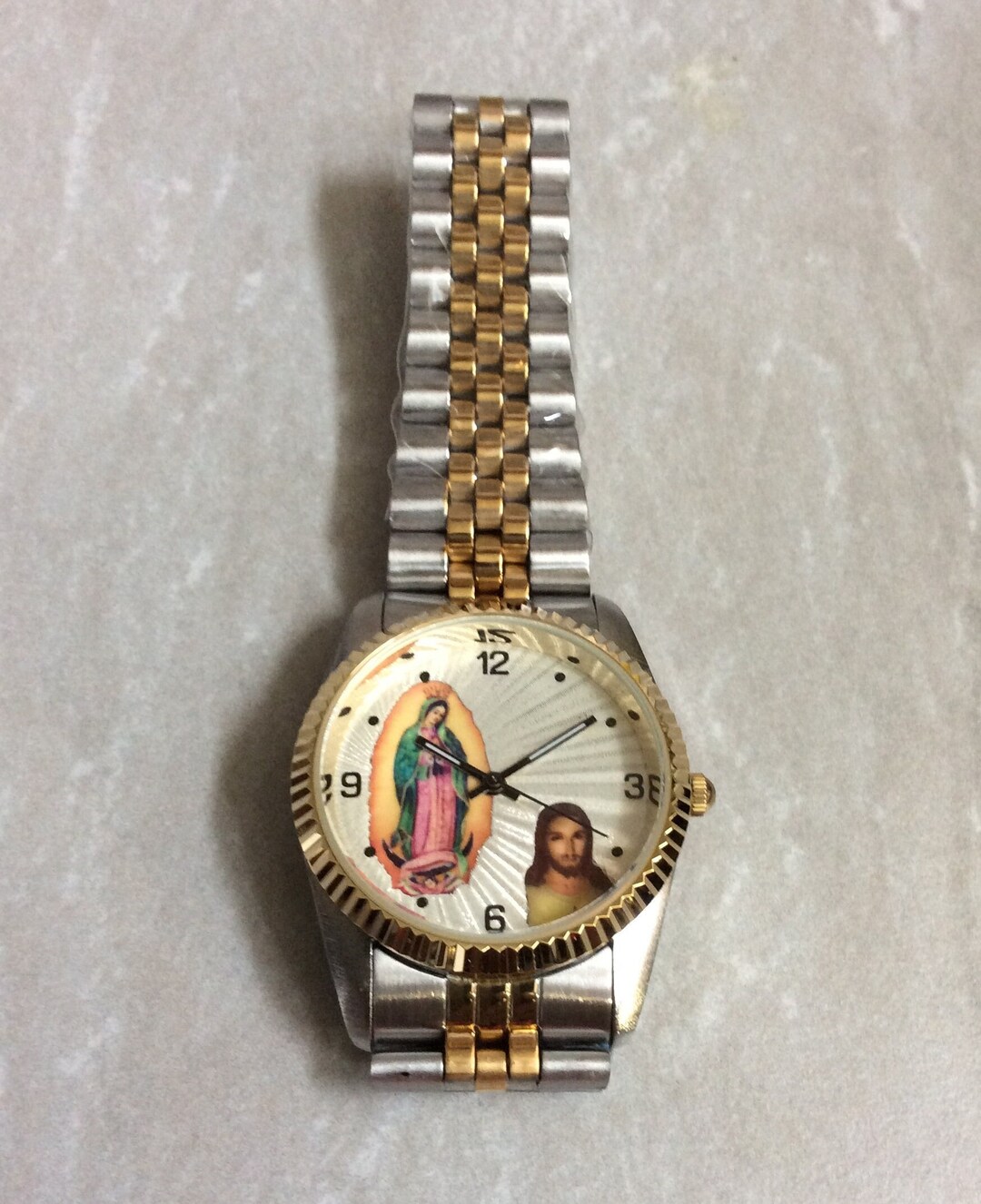 Swanson Men's Watch Round Silver Guadalupe & Jesus Dial All on a Two ...