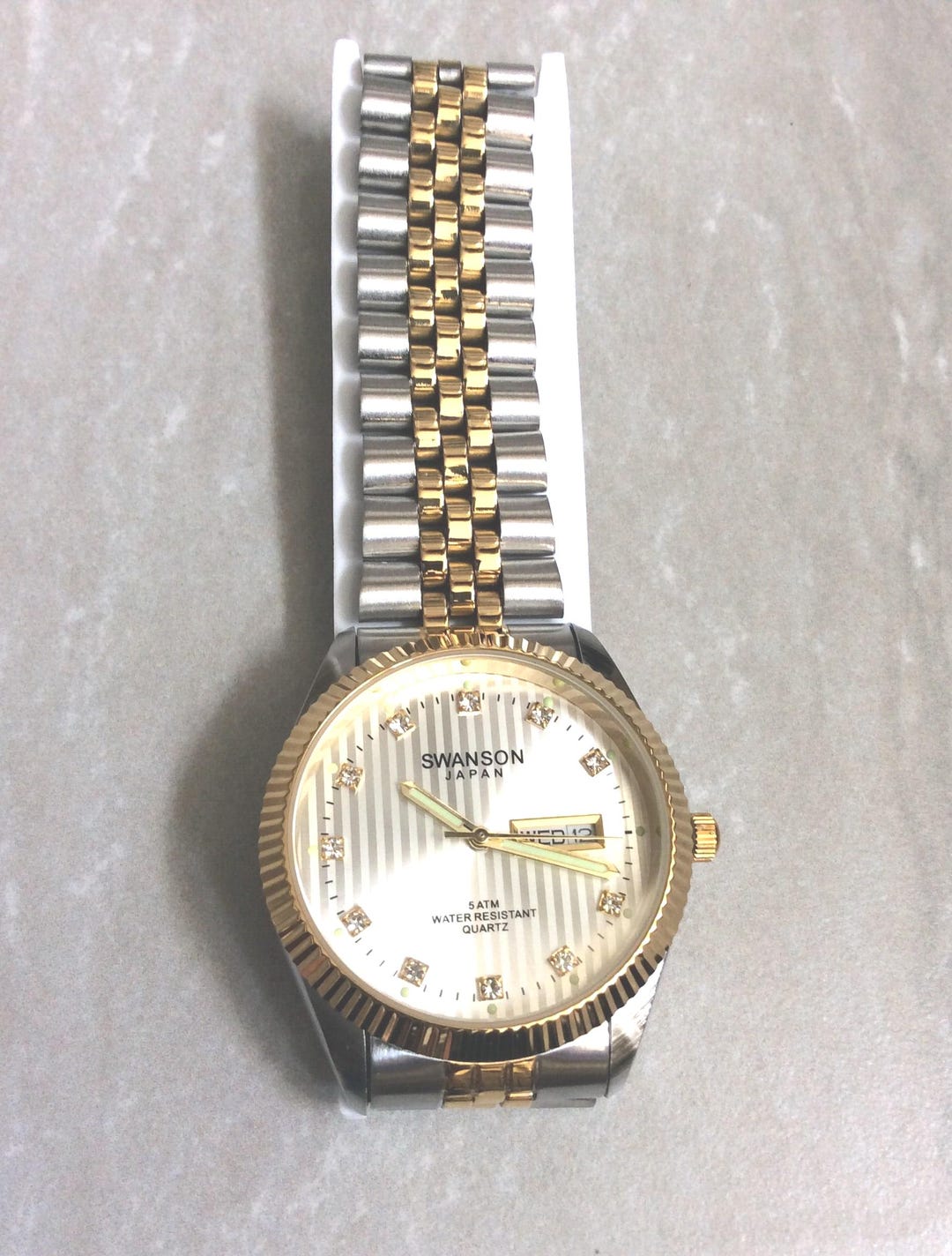 SWANSON Men's Watch Round Silver Accented Date Dial on a Two Tone ...