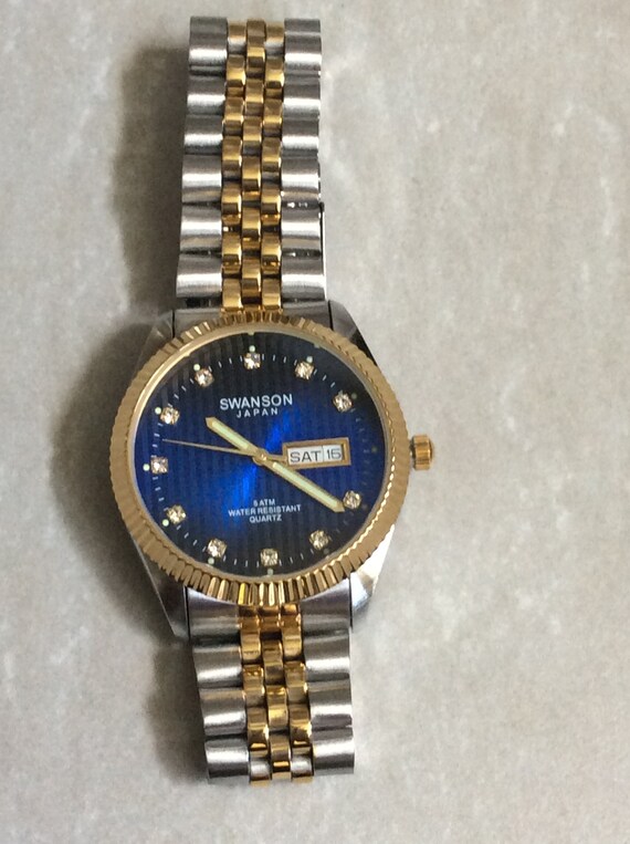 SWANSON Men's Watch Round Blue Dial Crystal Hour Mark… - Gem