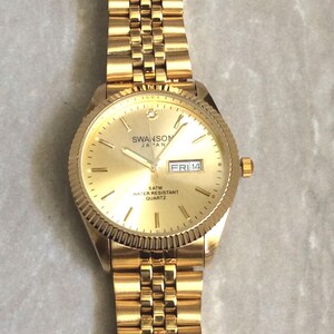Swanson Men's Vintage Gold Watch, Day-date, Stainless Steel - Etsy