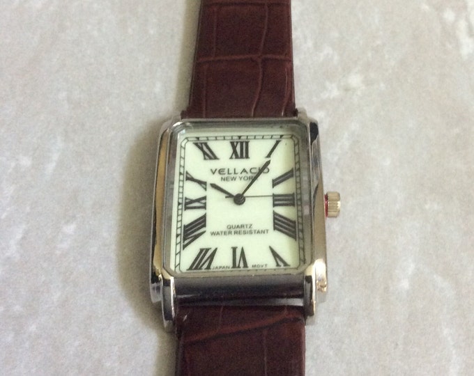 Vellacio Men's Watch Rectangle Glow in the Dark Dial Roman Numeral ...