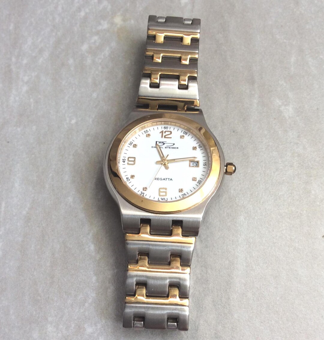 DANIEL STEIGER Two-tone Men's Watch Round White Dial Numbered & Crystal ...