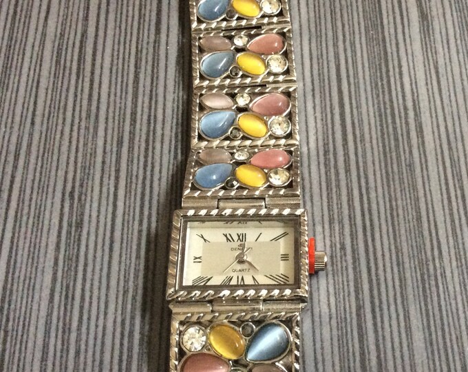 Women's Crystal Gemstone Silver Watch Rectangle Dial Roman - Etsy