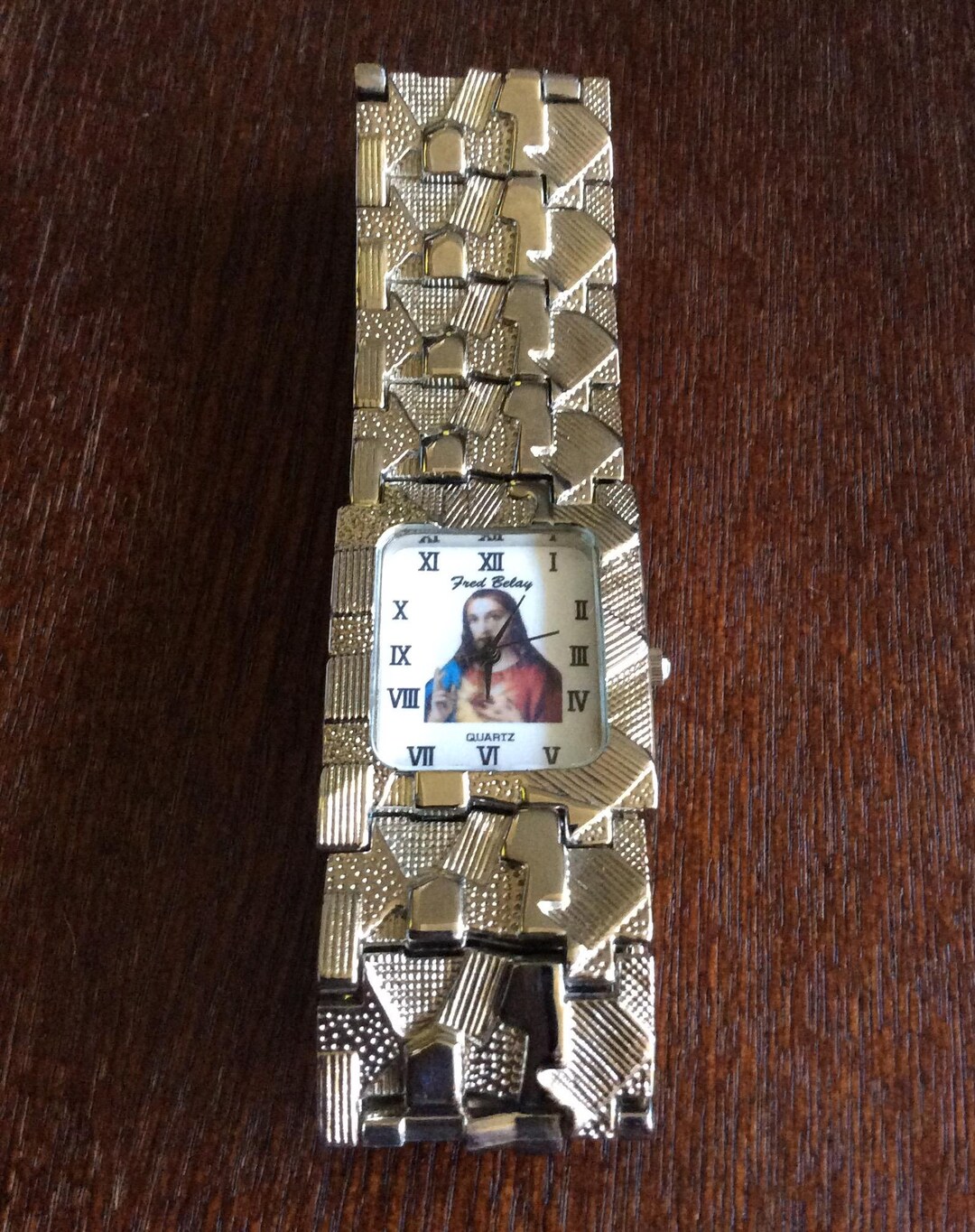 RELIGIOUS JESUS Watch Rectangle White Dial Roman Numeral Hours on a ...