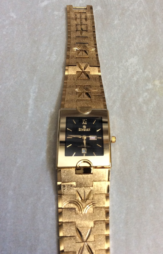 SUNBORN Men's Dress Watch Rectangle Black Dial Index … - Gem