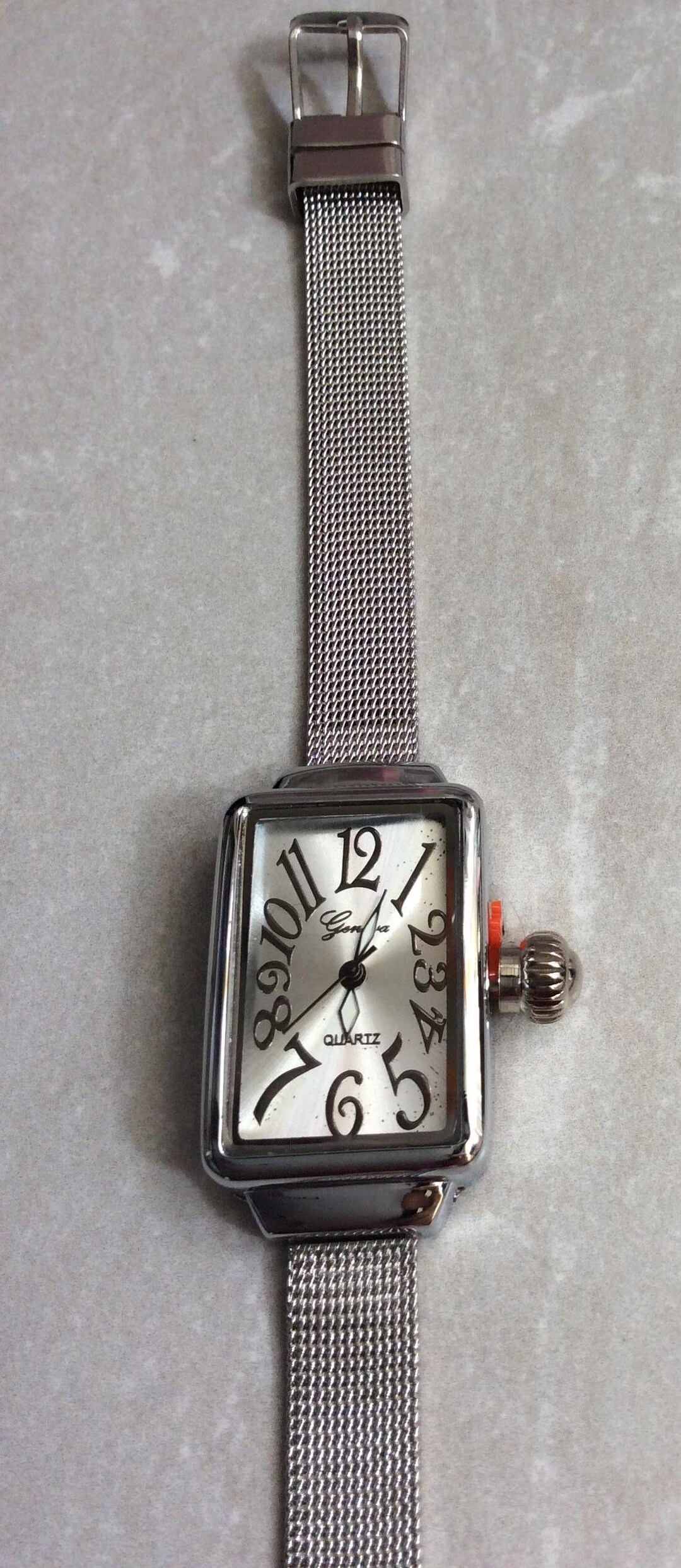 Geneva Silver Women's Watch Rectangle Silver Dial Easy to Read Silver ...